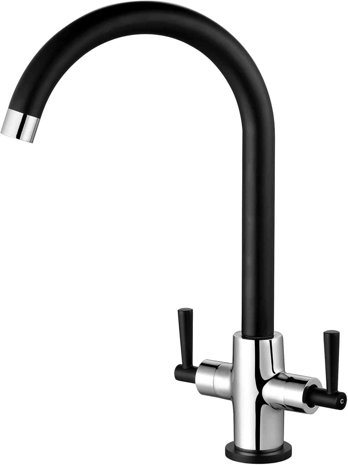 Peppermint Kitchen Mixer Taps 1 Hole Black Chrome Kitchen Sink Taps ...