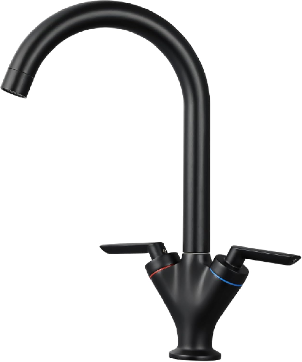 Black Kitchen Taps Hapilife Twin Lever Kitchen Mixer Tap Swivel Spout ...