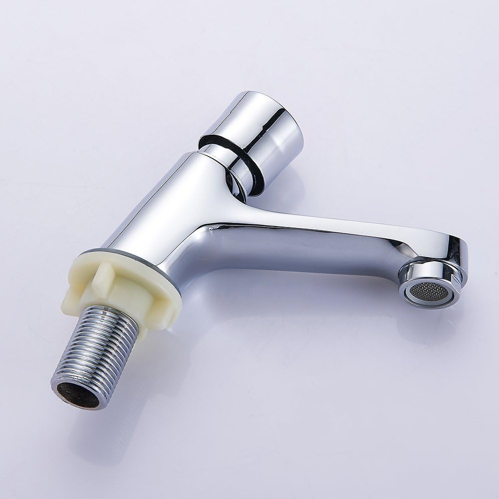 Pair Bathroom Sink Taps 1/2 Hot Cold Mixer Non Concusive Push Button ...