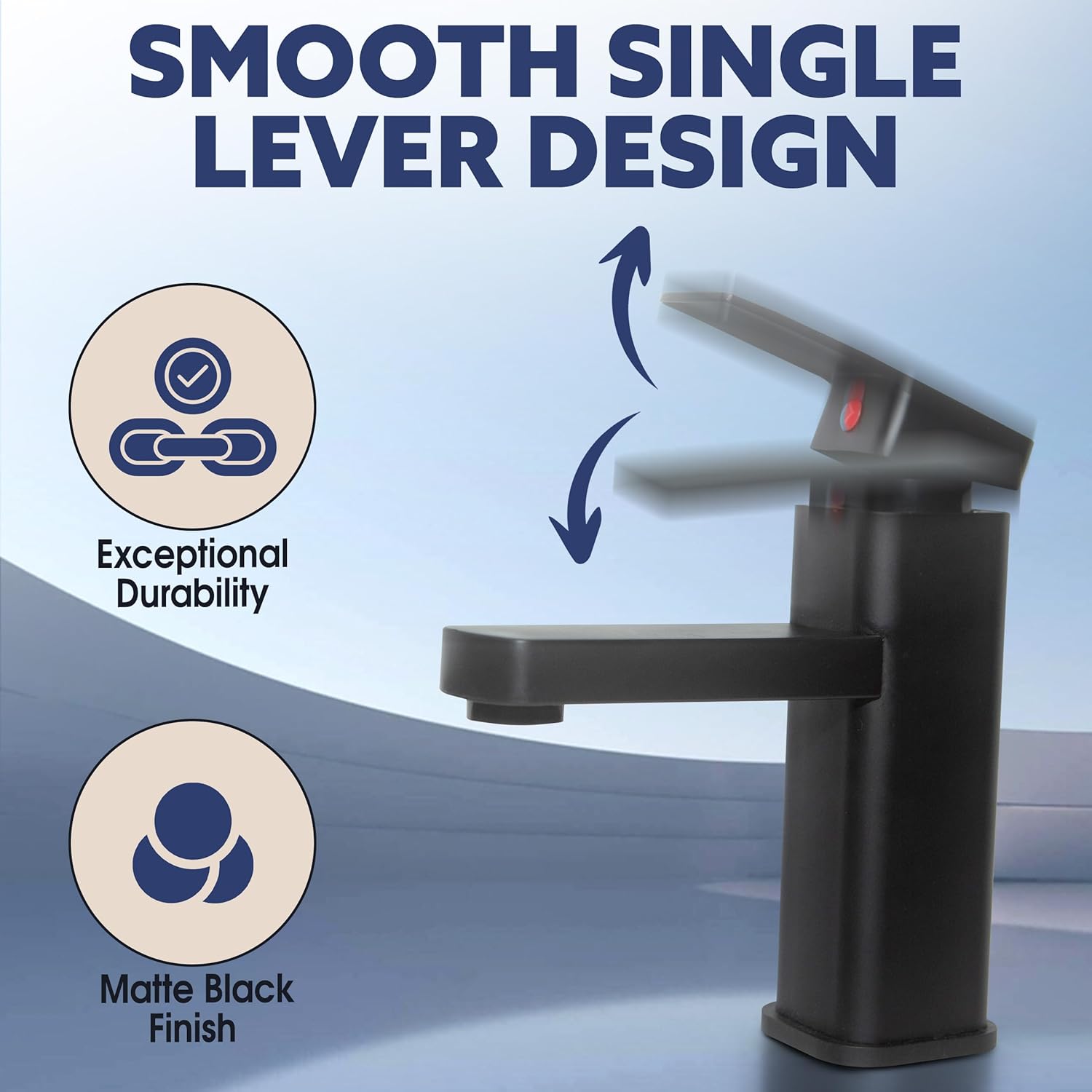 MSC – Black Mixer Tap with Single Lever Design, Matte Black Basin Tap ...