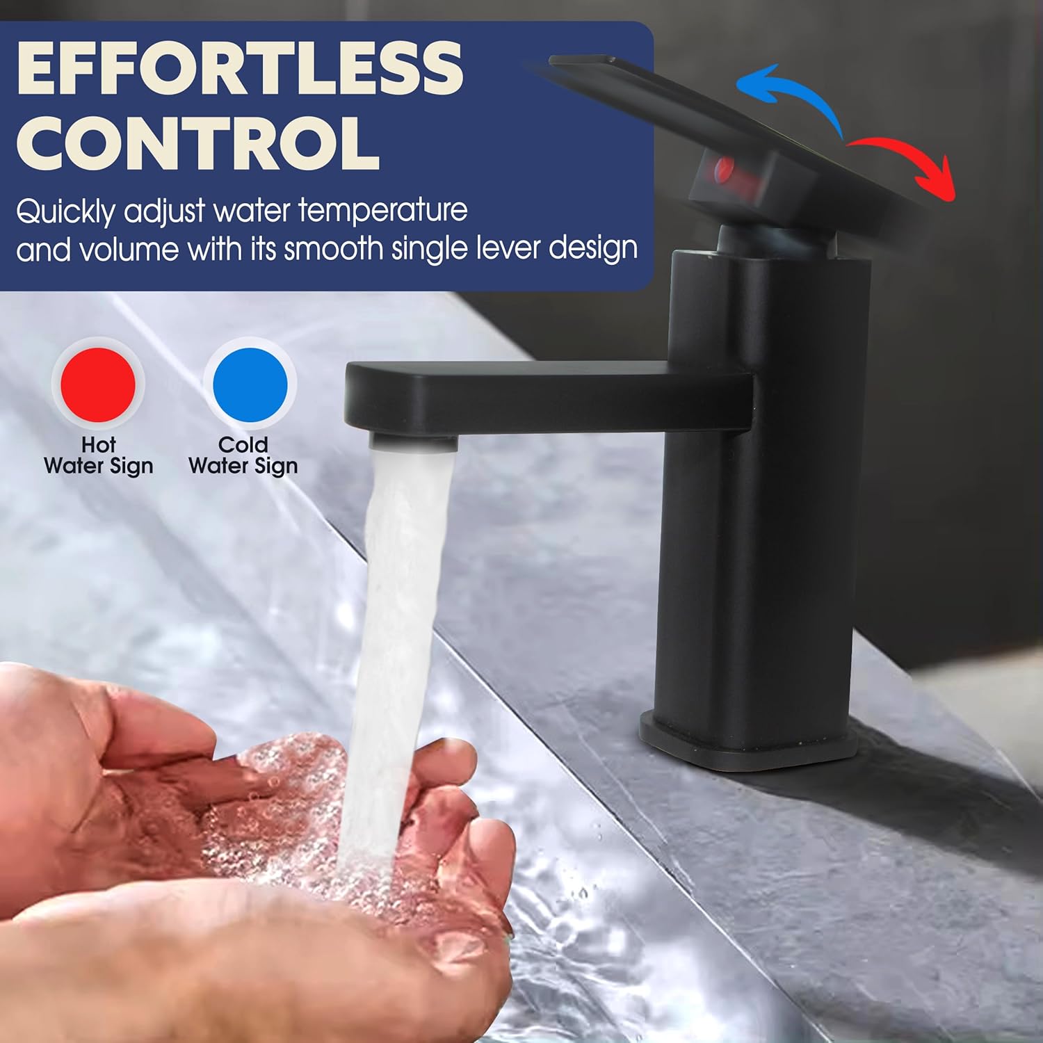 MSC – Black Mixer Tap with Single Lever Design, Matte Black Basin Tap ...